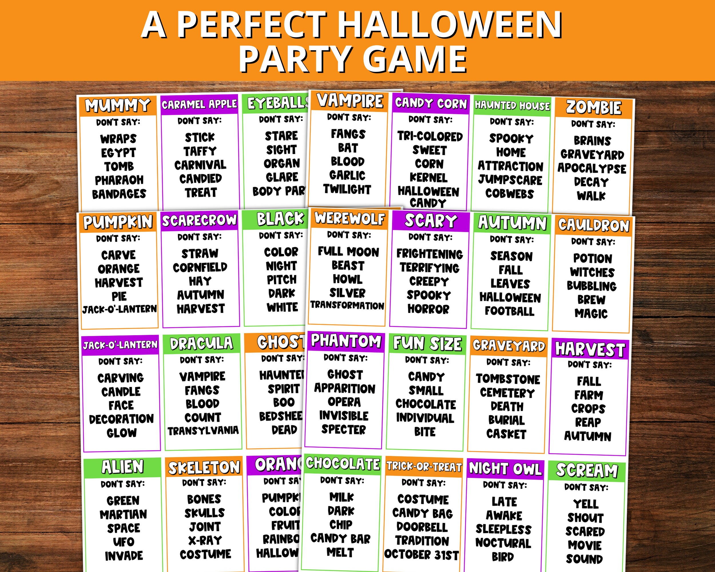 Halloween Printable Party Game, Banned Babble A Forbidden Words Game ...
