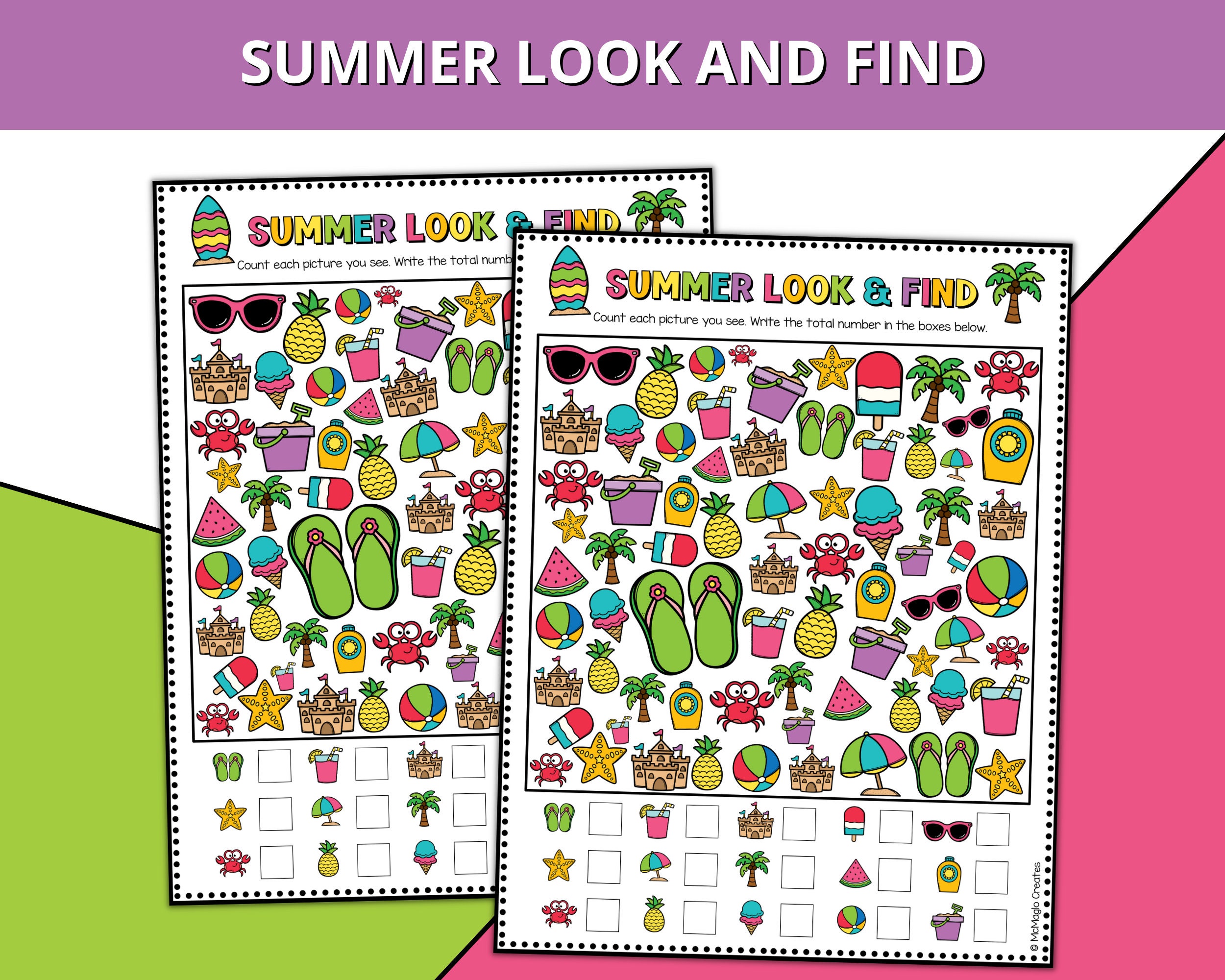 Summer I Spy Activity for Kids, Kids Summer Printable, Summer Themed ...