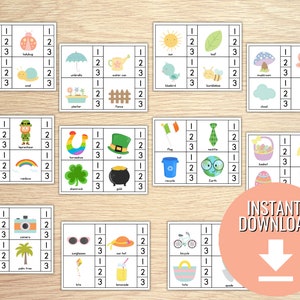 Spring Syllable Clip Cards, Printable Syllable Activity - Etsy