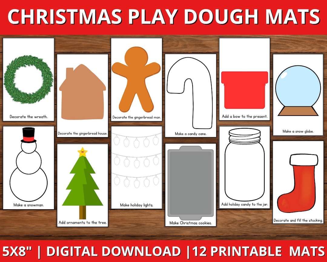 Christmas Play Dough Mats Printable Play Dough Mats - Etsy