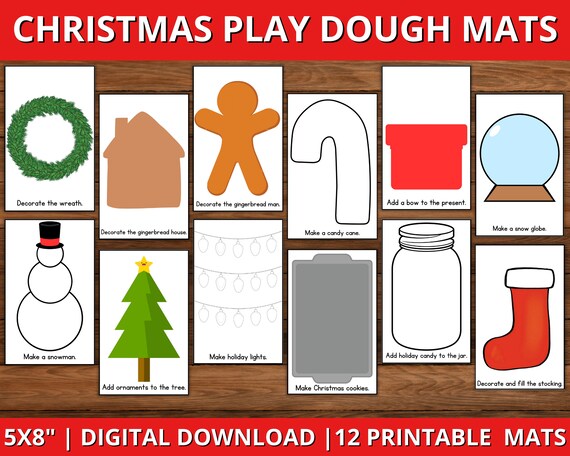 Christmas Play Dough Mats Printable Play Dough Mats - Etsy