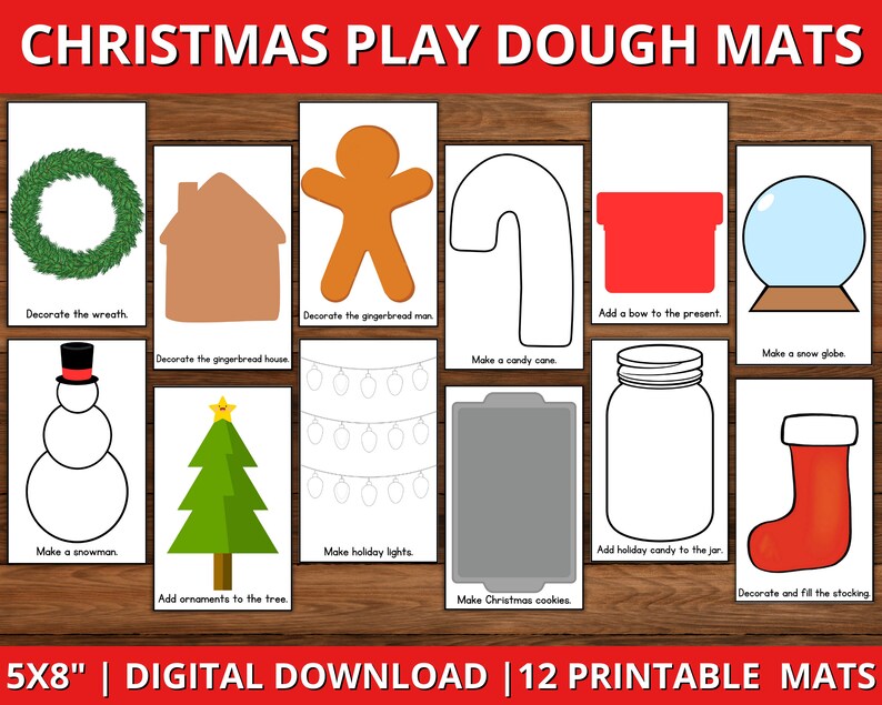 Christmas Play Dough Mats Printable Play Dough Mats - Etsy