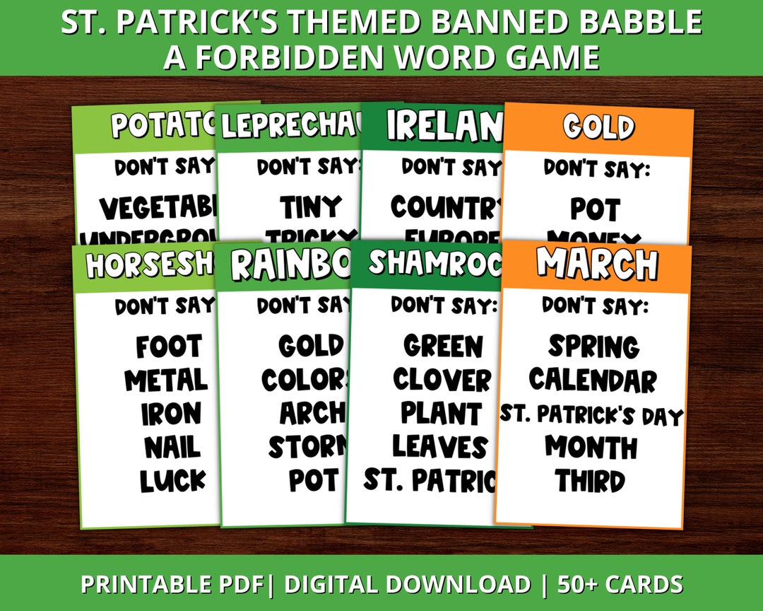 St. Patrick's Day Printable Party Game, Banned Babble A Forbidden Words ...