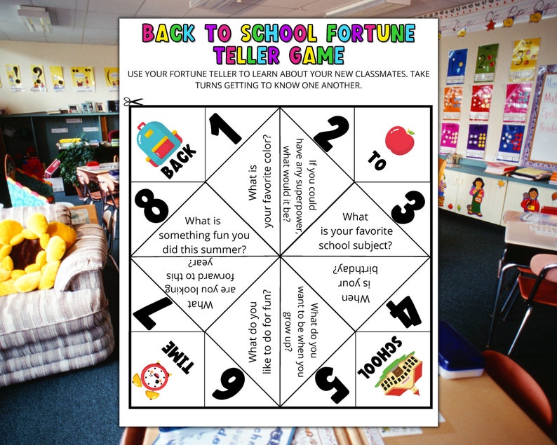 Back to School Fortune Teller Game Back to School Get to Know - Etsy