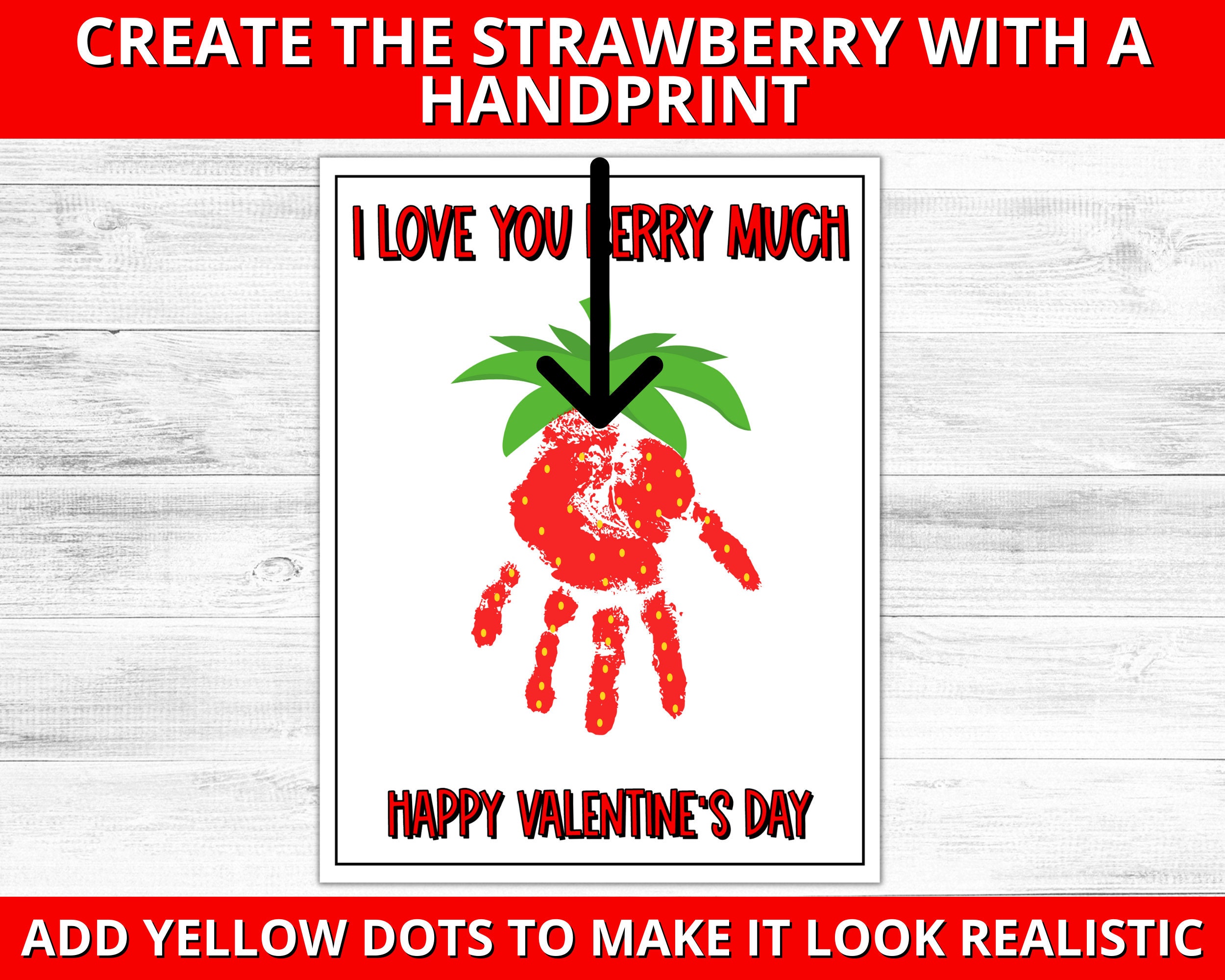 Valentine's Day Handprint Art, Strawberry Valentine's Day Handprint ...