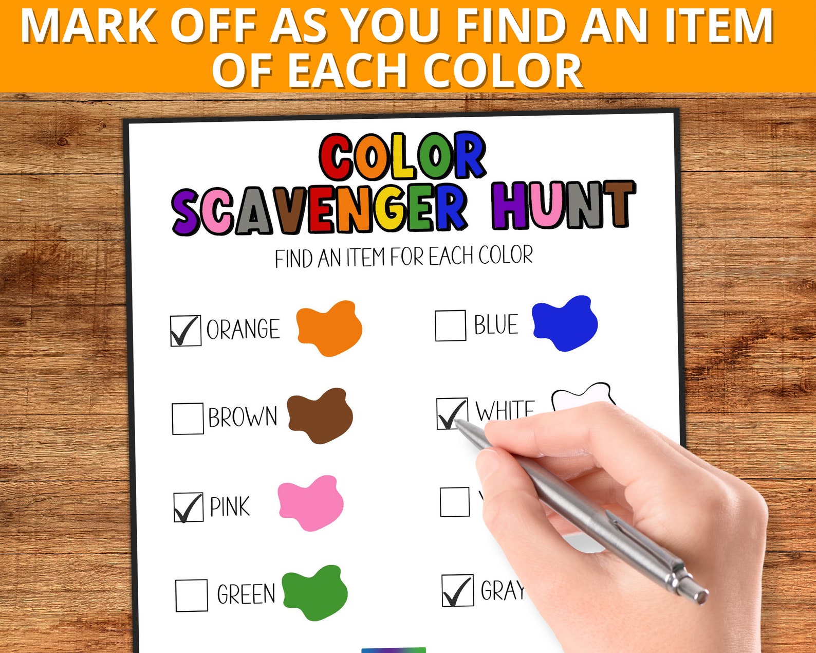 Color Scavenger Hunt, Road Trip Scavenger Hunt Printable for Kids ...