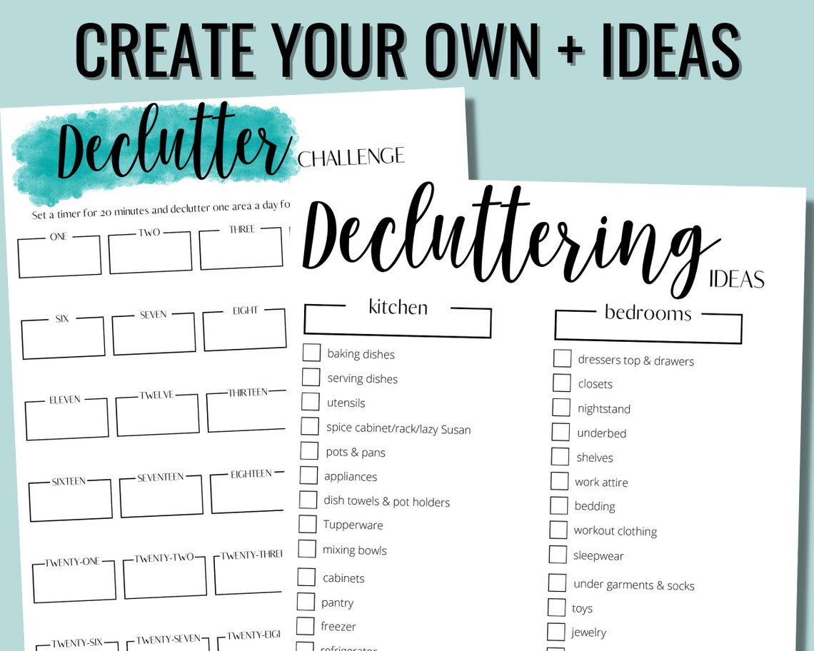 Declutter Challenge Printable Declutter Tracker Home Cleaning - Etsy