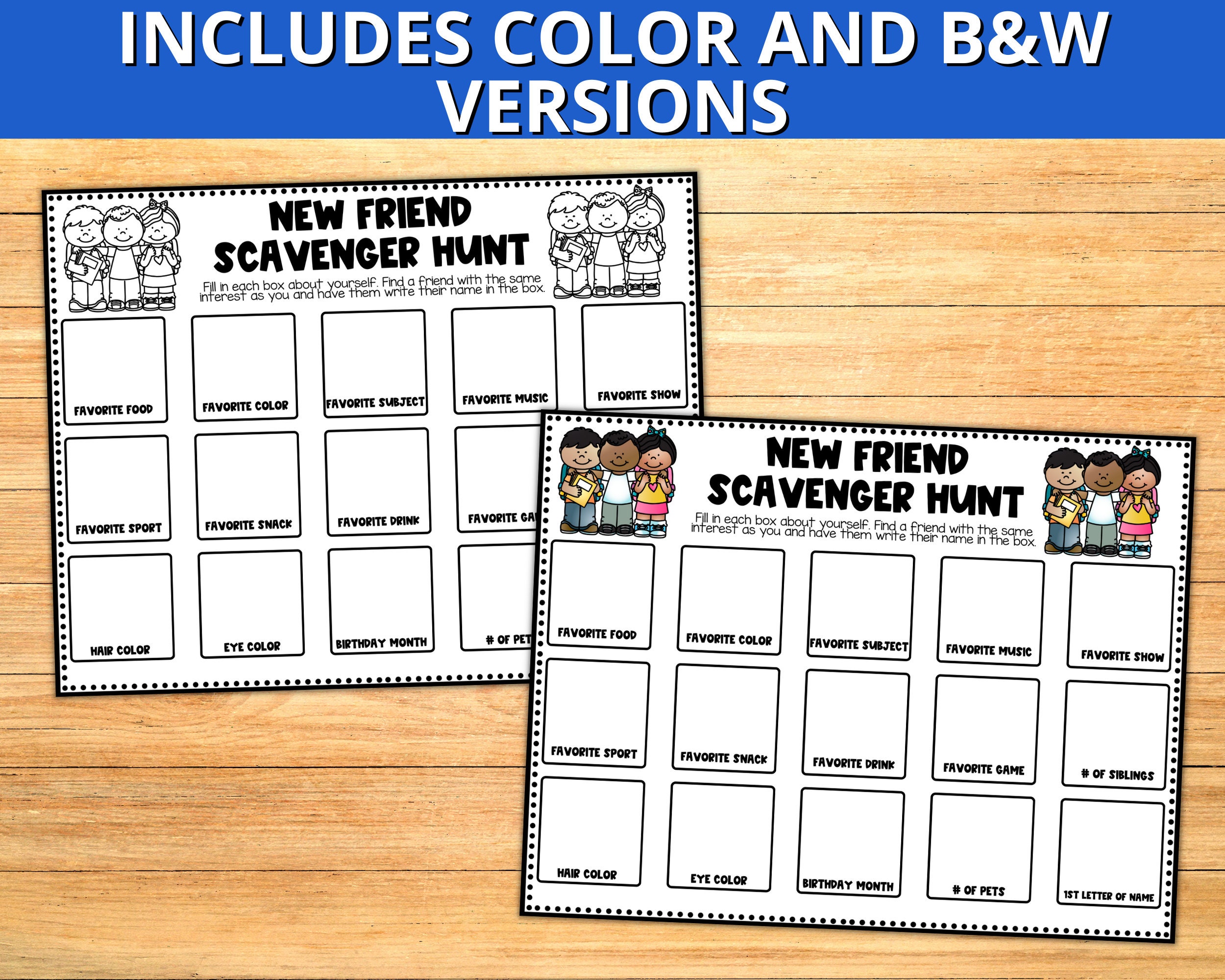 Back to School New Friend Scavenger Hunt, Find Someone Who Game ...