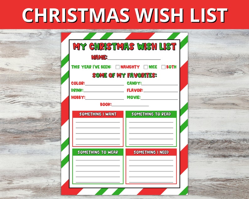 Christmas Wish List Printable My Christmas Wish List Kids - Etsy