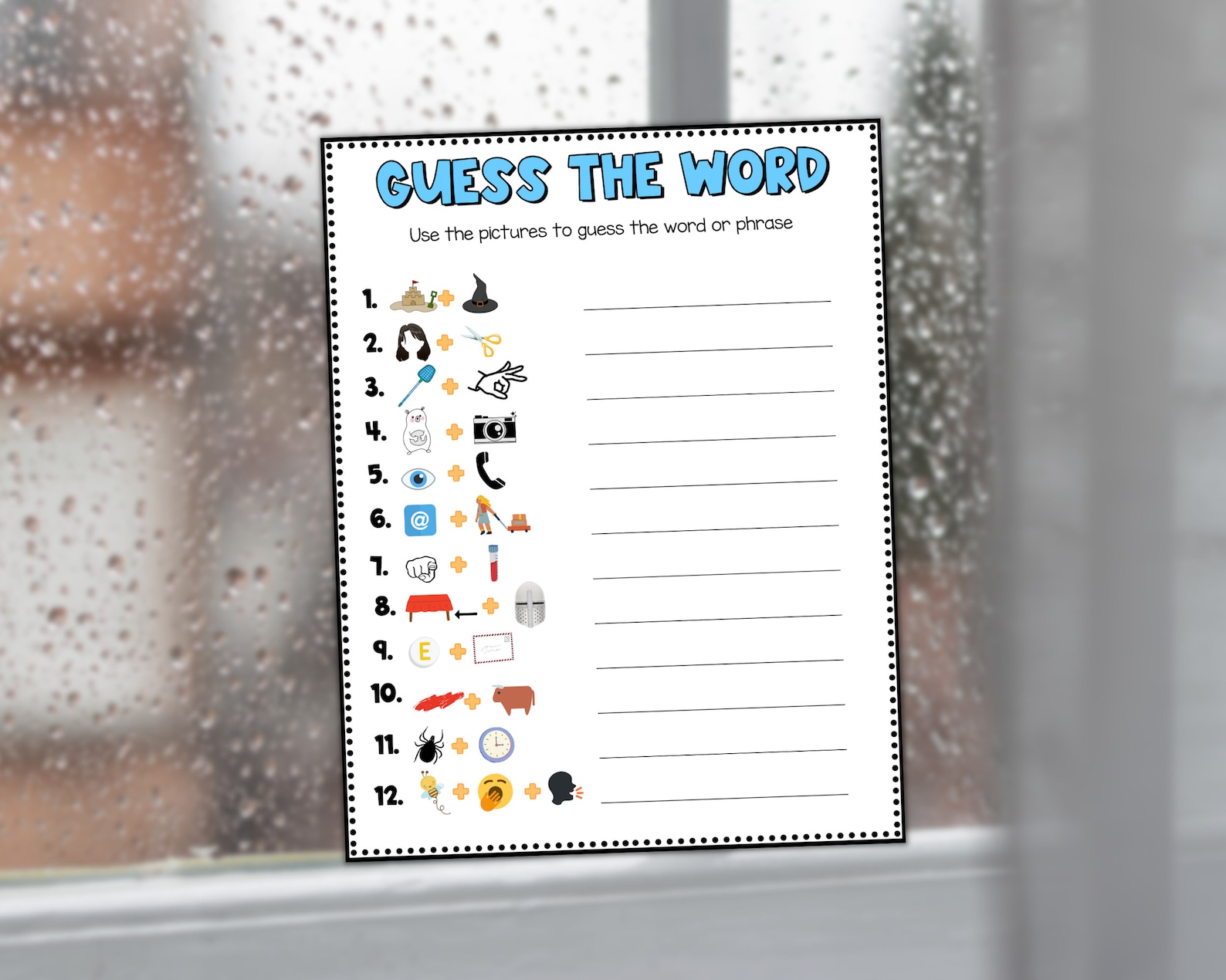 Guess the Word Game, Rebus Puzzles and Brain Teasers, Rainy Day ...