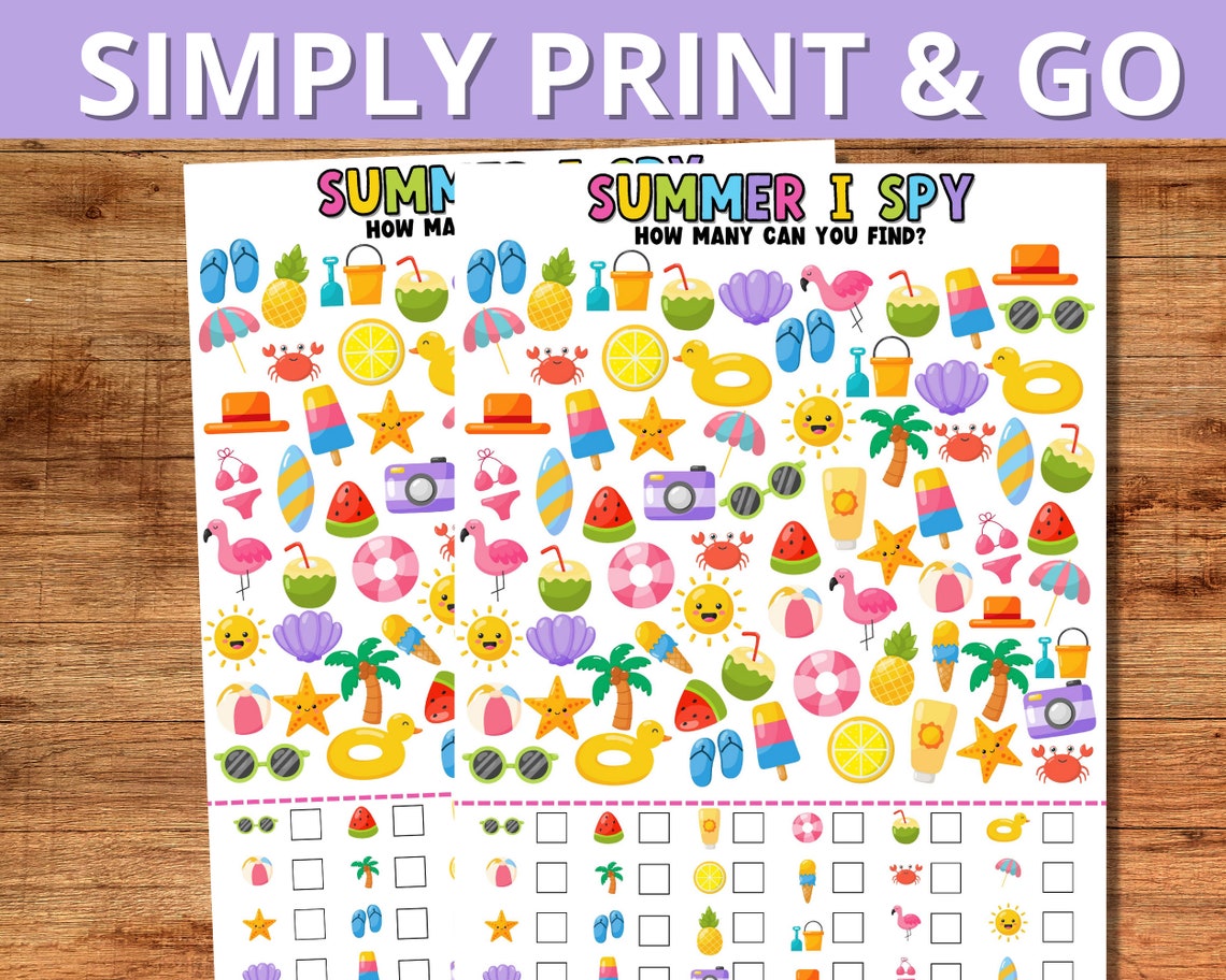 Summer I Spy Activity for Kids Kids Summer Printable Summer - Etsy