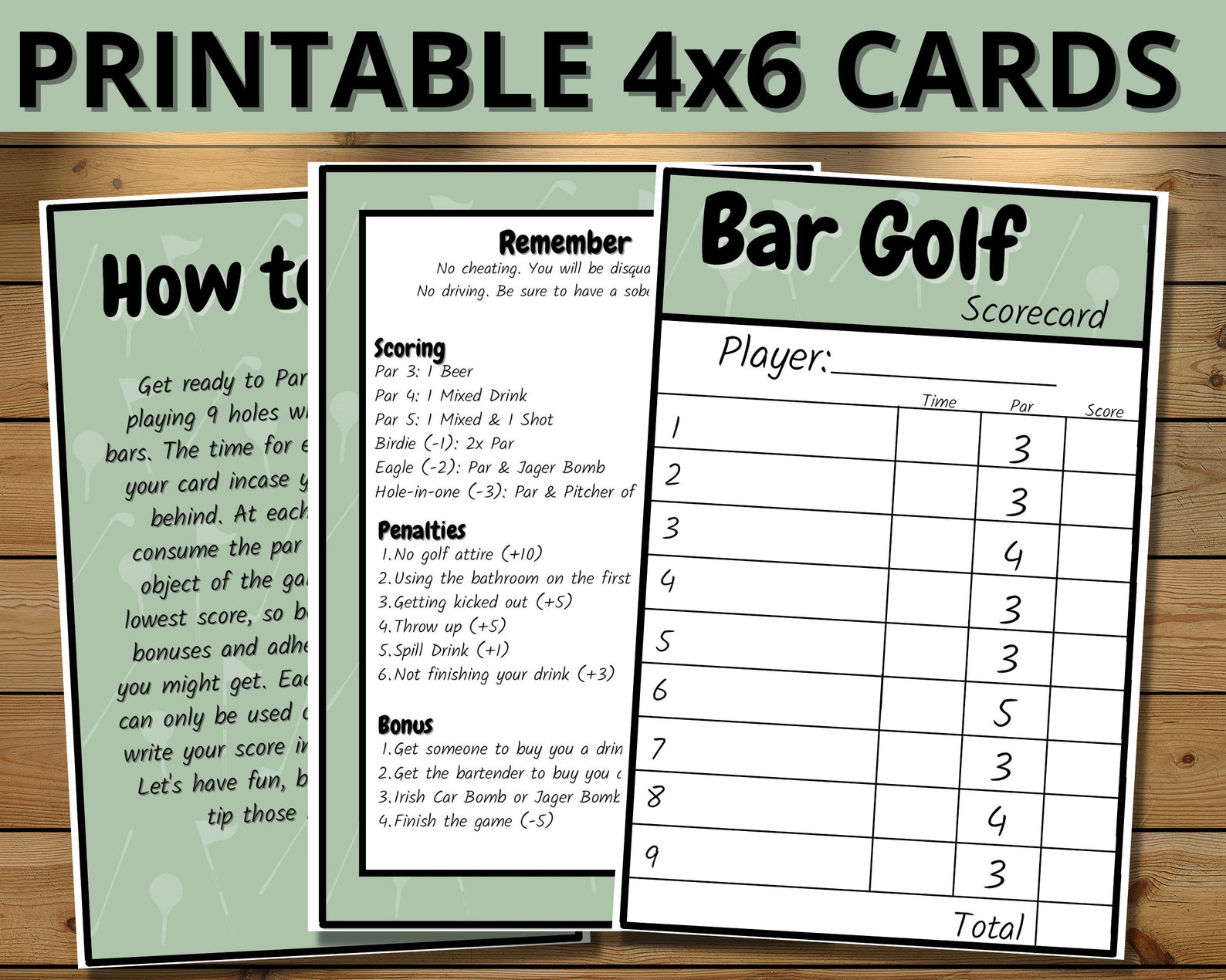 Custom Bar Golf Pub Golf Scorecard Bar Golf and Pub Golf - Etsy