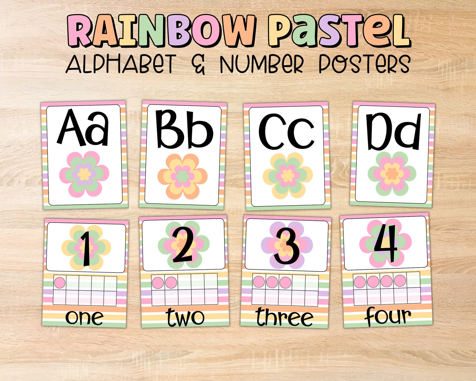 Pastel Rainbow Alphabet and Number Posters, Groovy Classroom Décor - Etsy