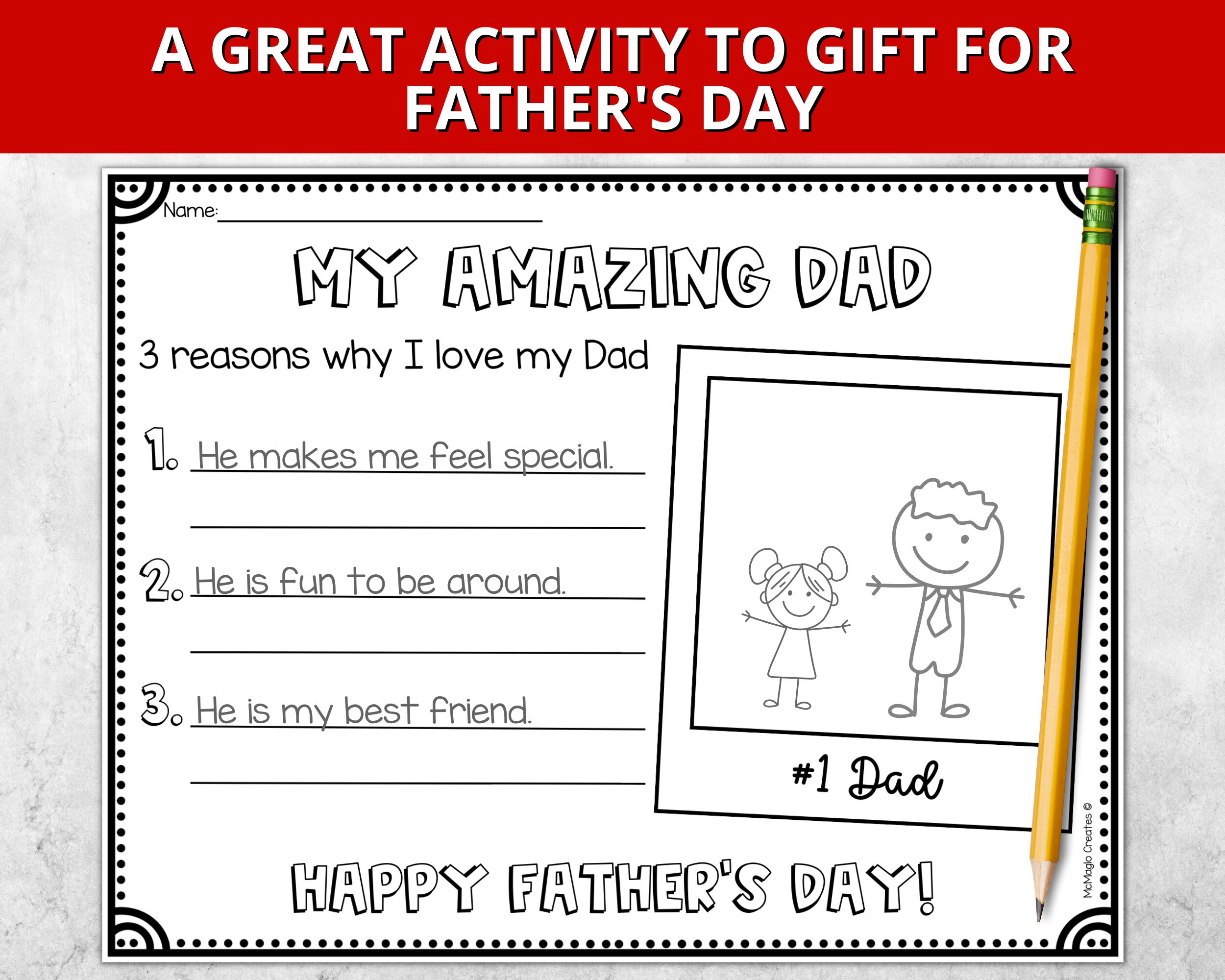 Father's Day Writing Activity Father's Day - Etsy