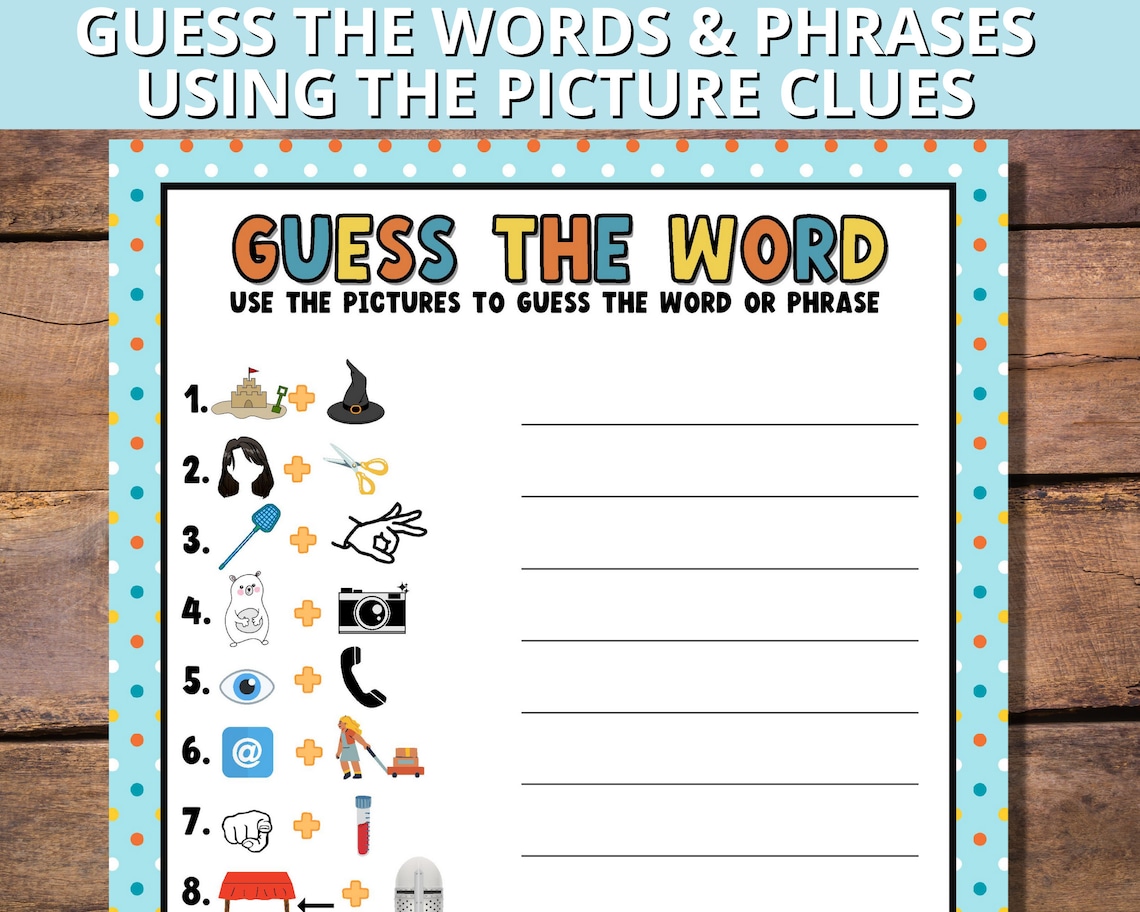 Guess the Word Game Rebus Puzzles and Brain Teasers Rainy - Etsy Canada