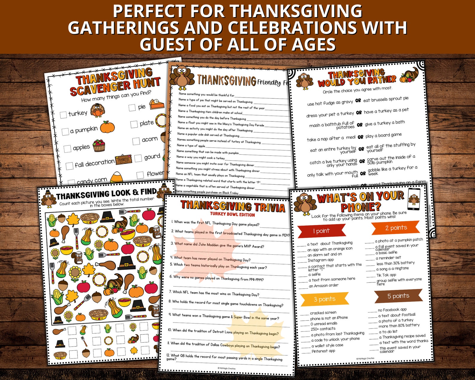 Thanksgiving Games and Activities, Thanksgiving Party Game, Fun ...