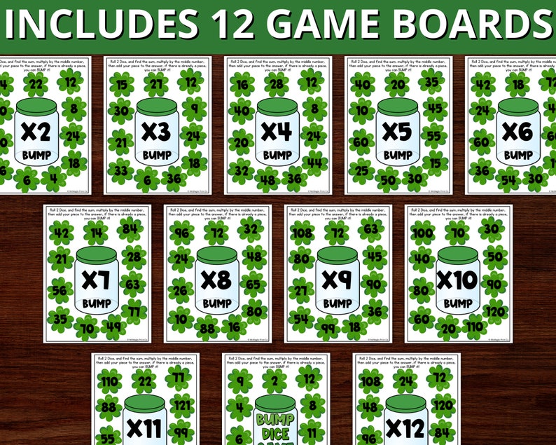 St. Patrick's Day Multiplication Bump Game, St. Patrick's Classroom ...