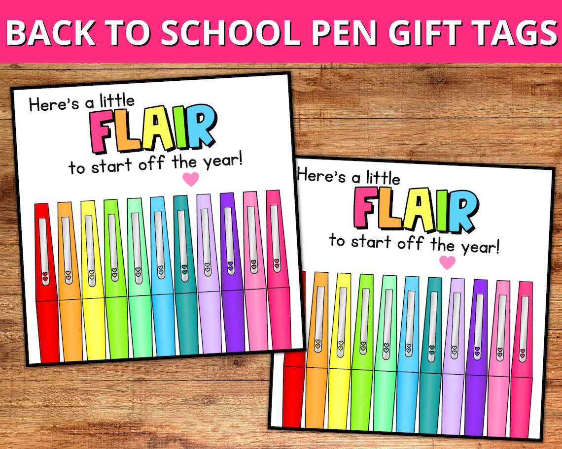 Back to School Teacher Gift Tag Flair Pen Gift Tag First Day - Etsy