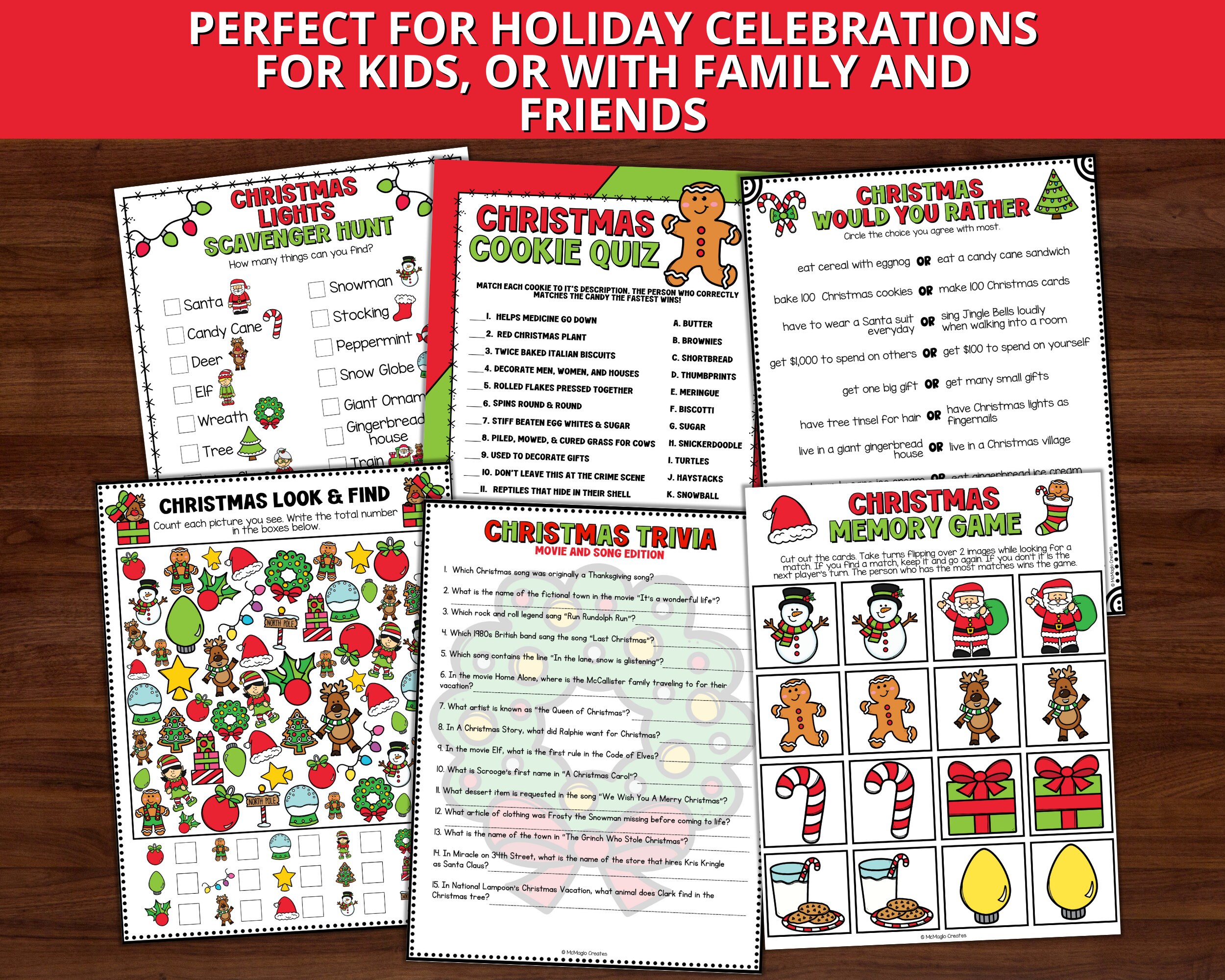 Christmas Party Games for Kids, Holiday Activities Bundle, Fun ...
