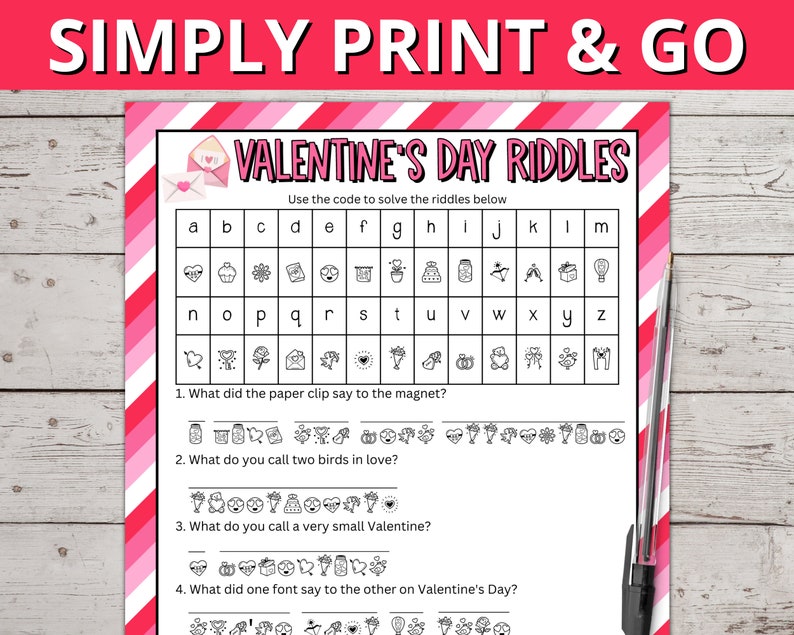Valentine's Day Riddles Activity for Kids, Printable Valentine Party ...