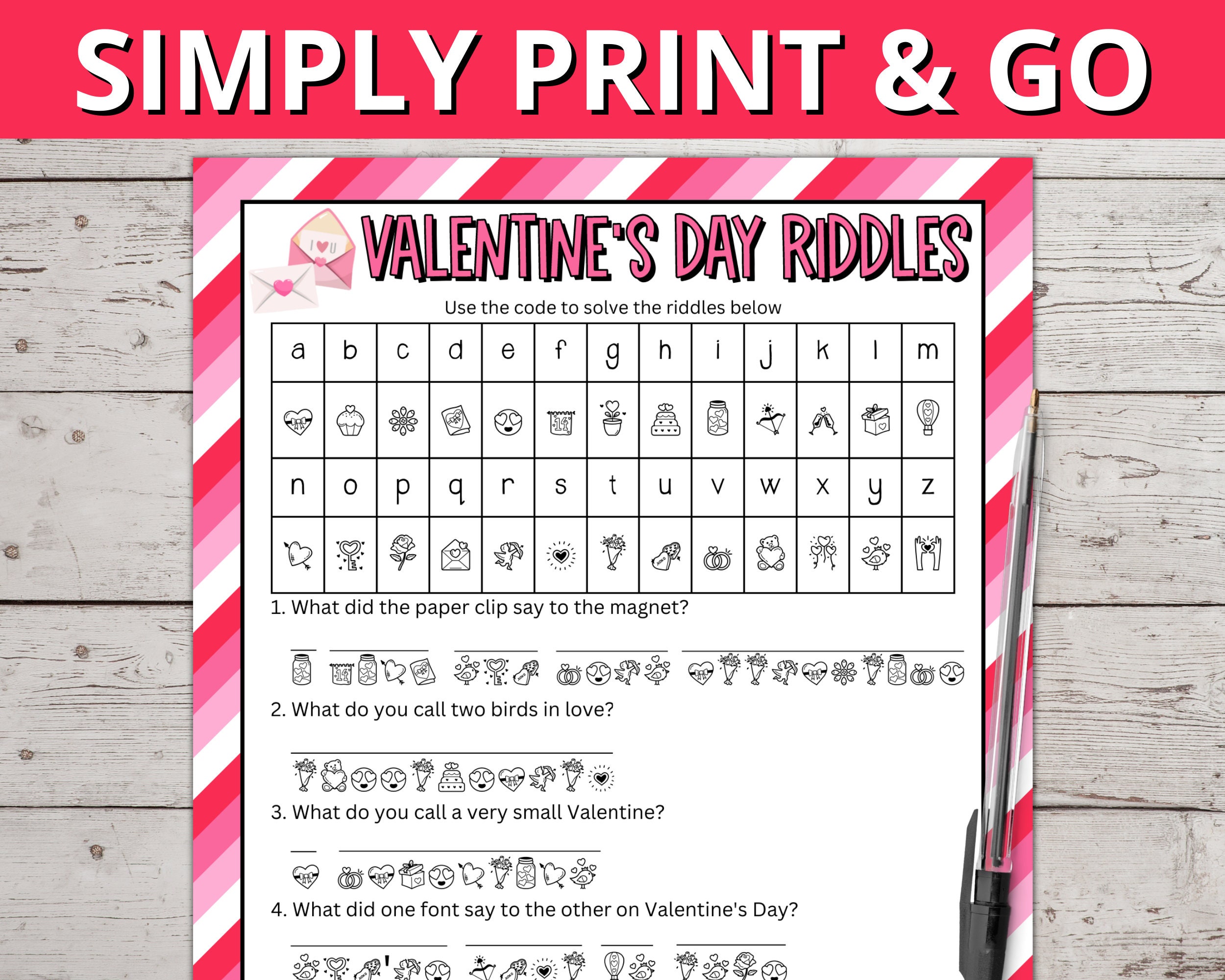 Valentine's Day Riddles Activity for Kids, Printable Valentine Party ...