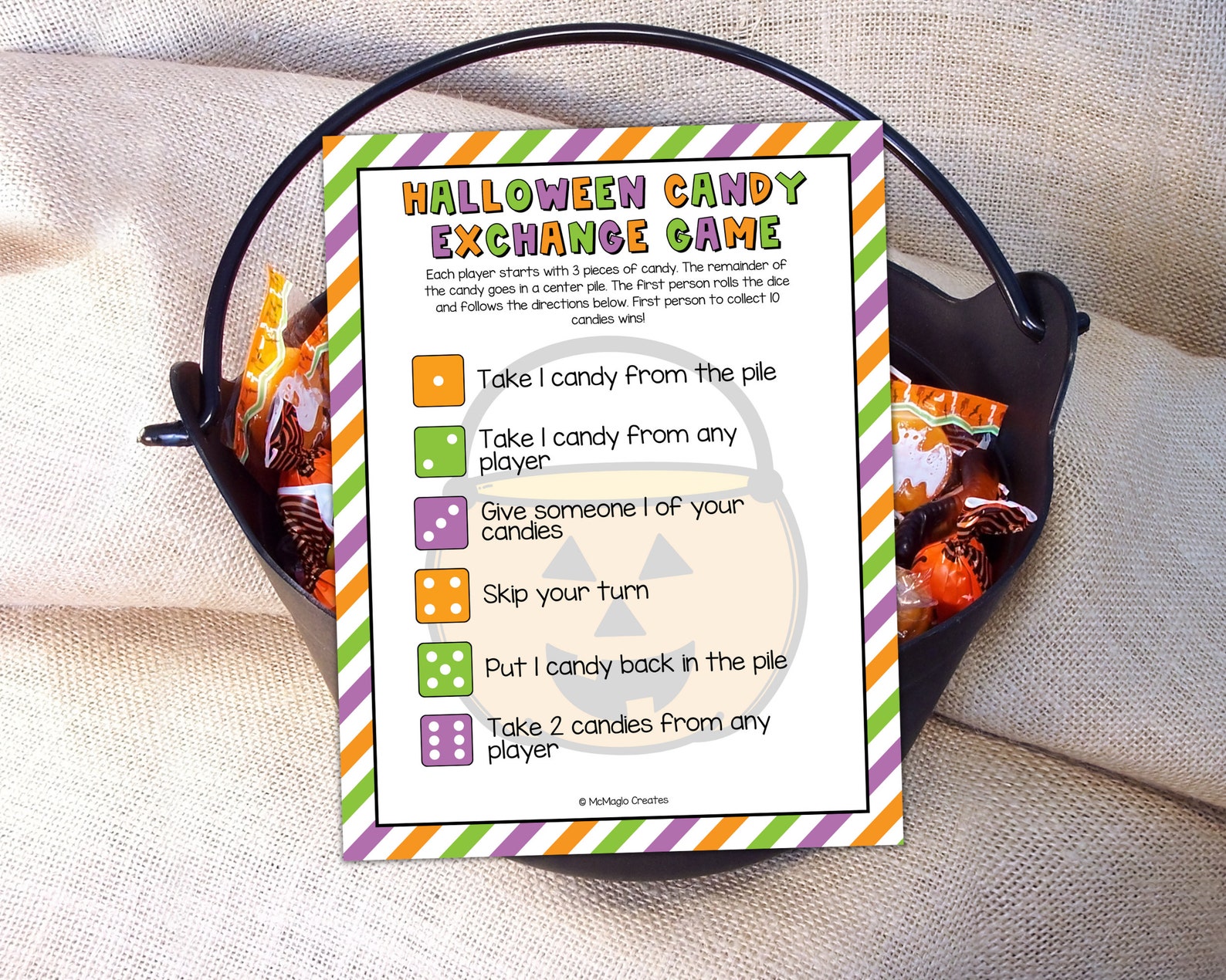 Halloween Candy Exchange Dice Game, Candy Dice Game Printable ...