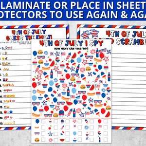 Fourth of July Printable Activities Bundle, 4th of July Games ...