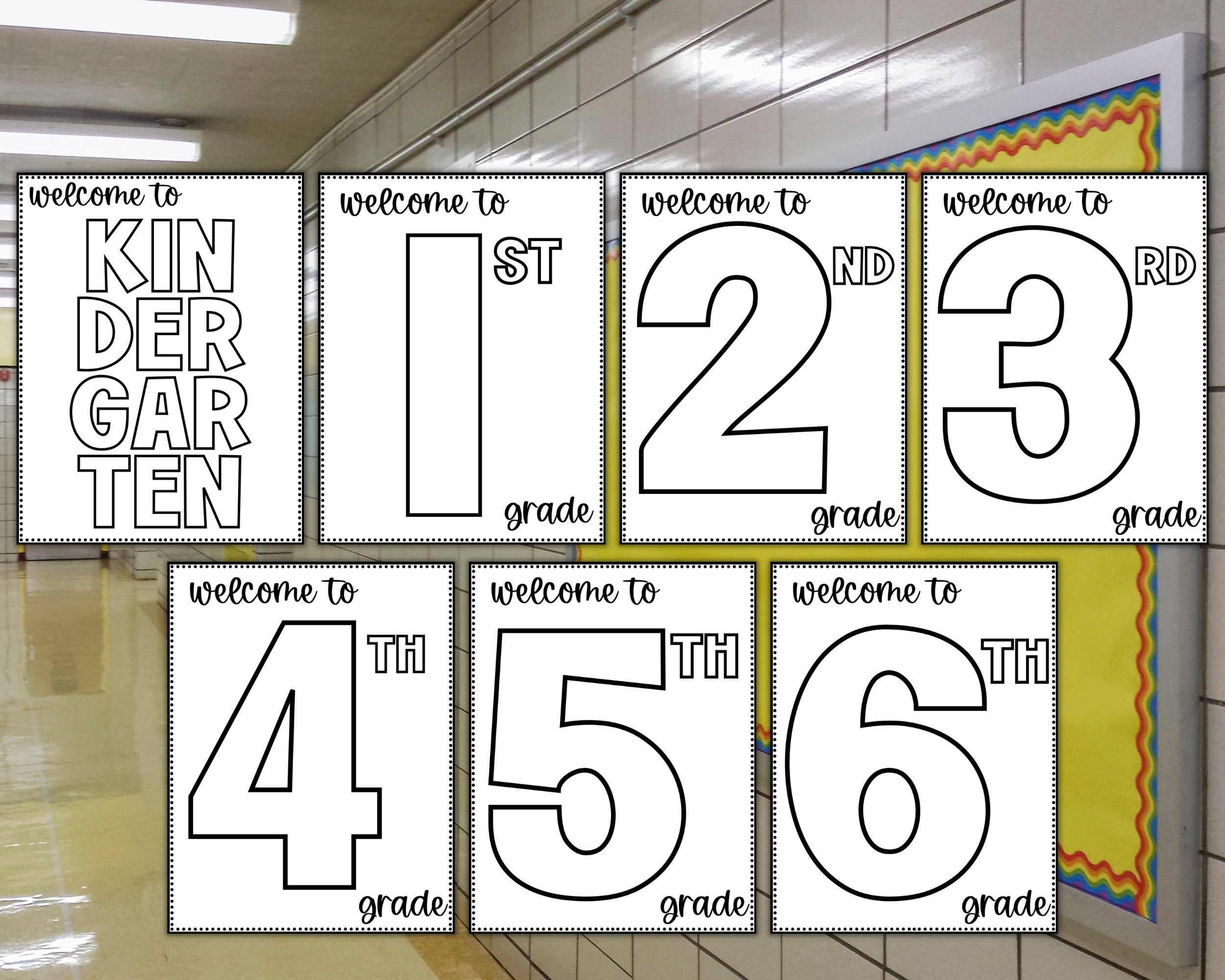 Back to Grade Level Coloring Sheets First Day of School Grade - Etsy