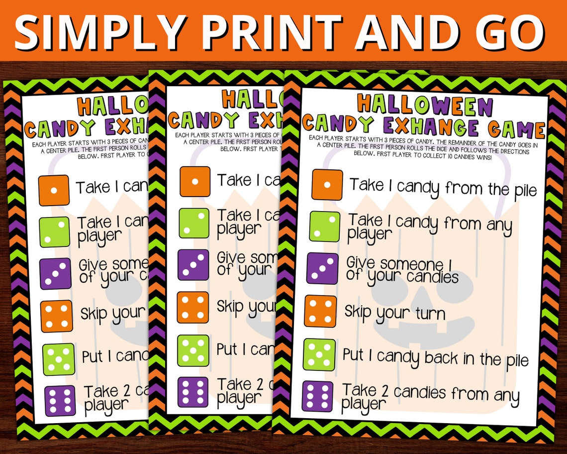 Halloween Candy Exchange Dice Game Candy Dice Game Printable - Etsy