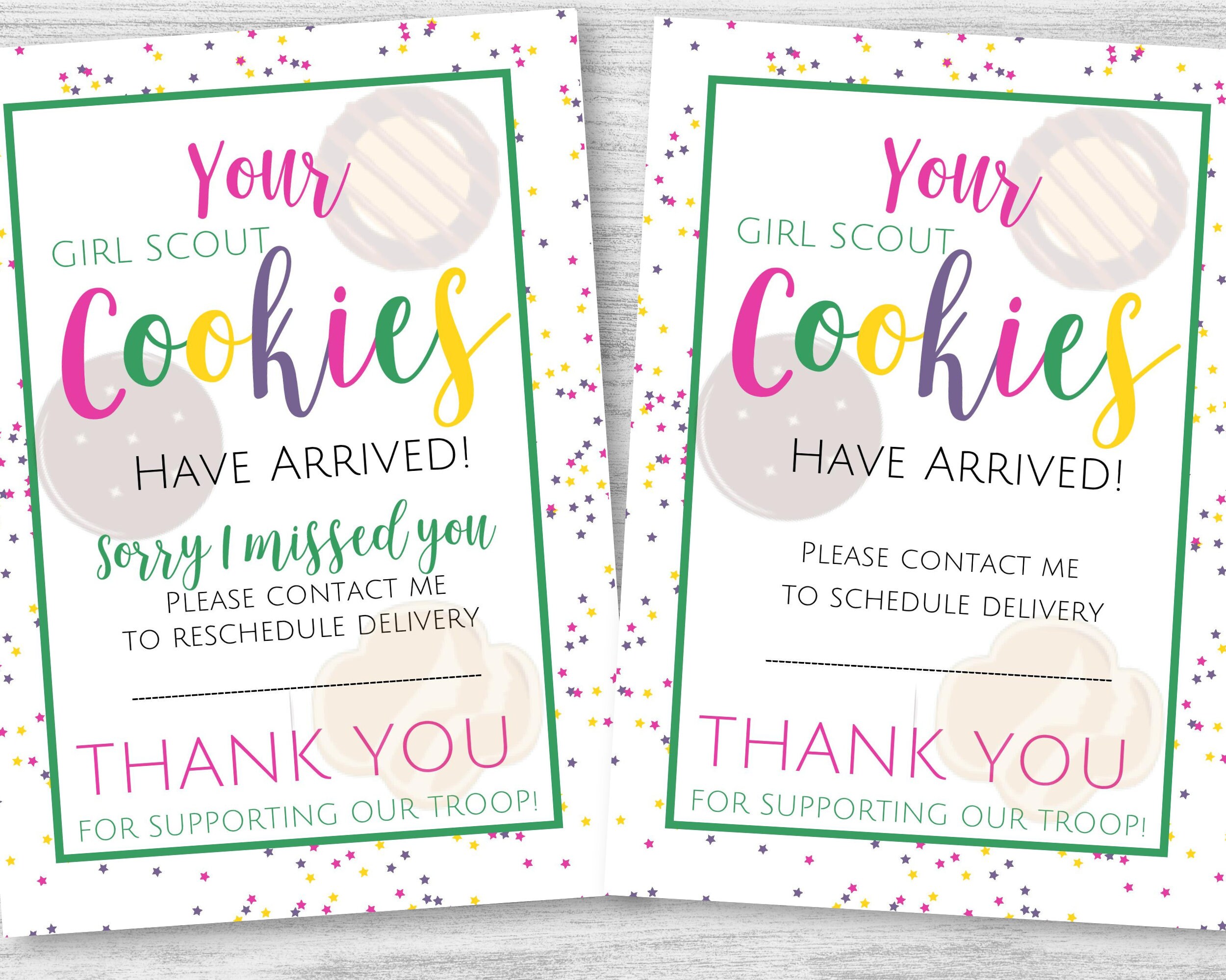 Printable Girl Scout Cookie Delivery Notice Cards - Etsy