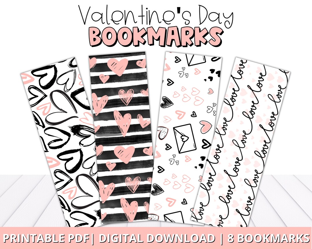 Valentine's Day Bookmarks, Valentine's Day Gift for Students, Printable ...
