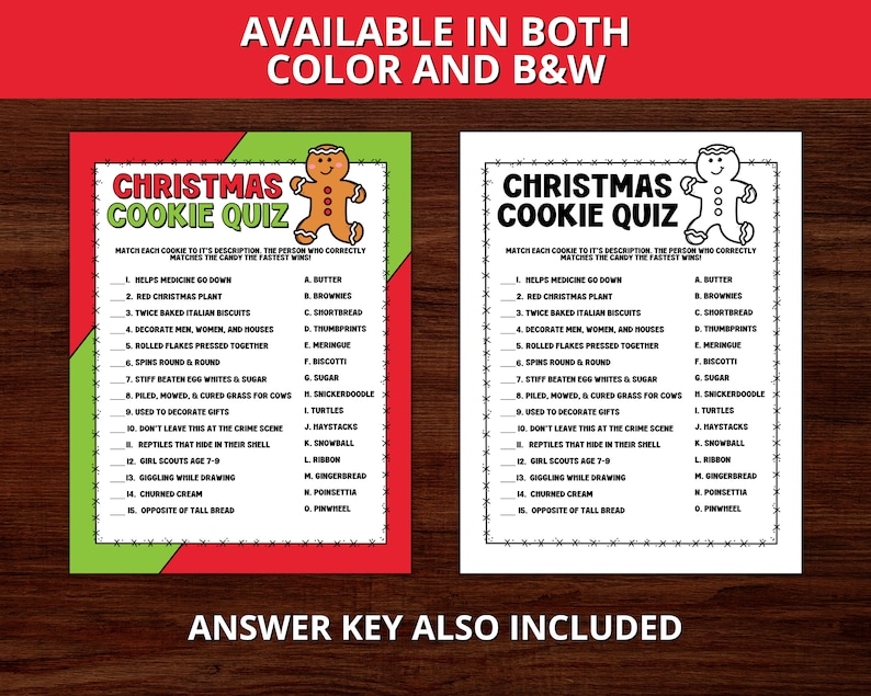 Christmas Cookie Quiz, Christmas Cookie Match Game, Christmas Party ...