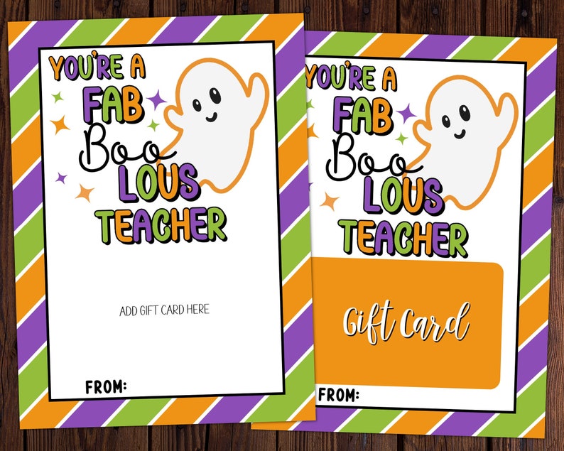 Halloween Teacher Gift Card Holder Halloween Gift Card - Etsy
