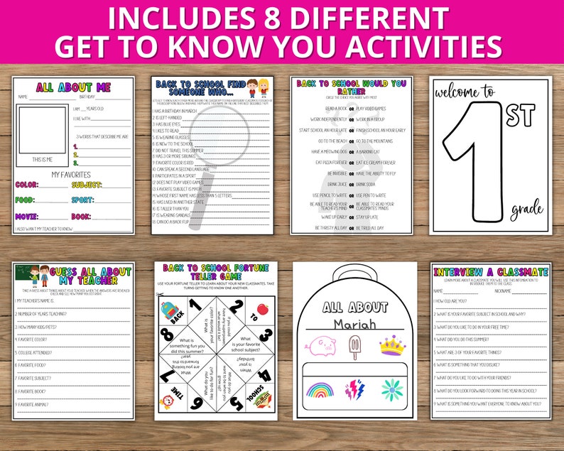 Get to Know You Activities for Kids First Day of School - Etsy