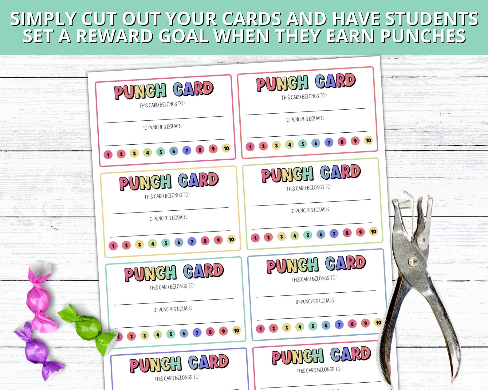 Classroom Reward Punch Cards, Student Punch Cards, Classroom Management ...