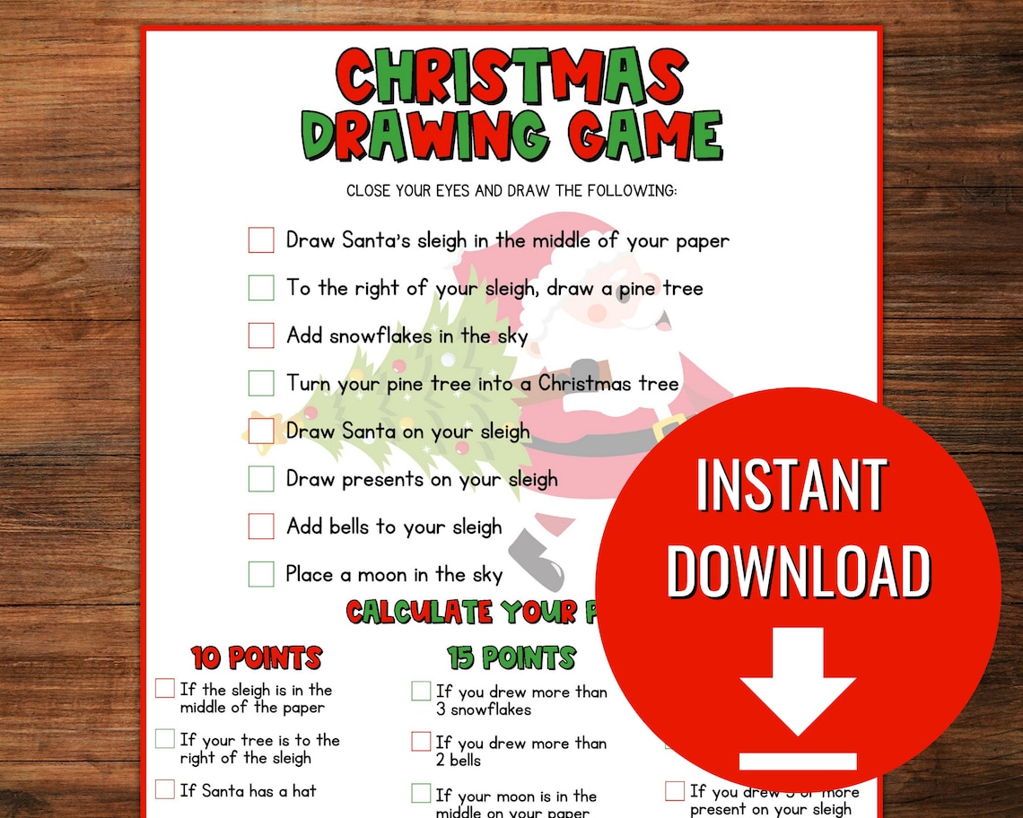 Christmas Drawing Game Office Holiday Party Game Christmas - Etsy