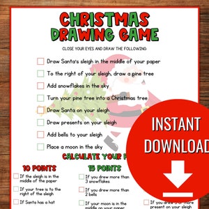 Christmas Drawing Game Office Holiday Party Game Christmas - Etsy