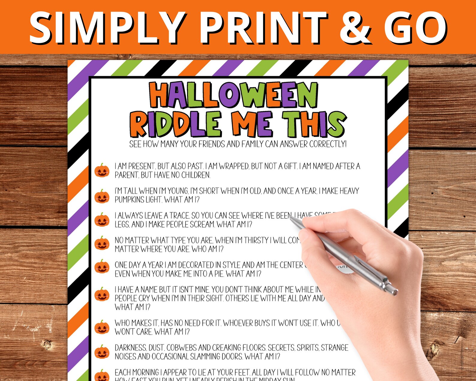 Halloween Riddle Me This Halloween Trivia Game Halloween - Etsy