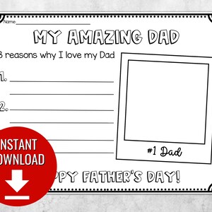 Father's Day Writing Activity, Father's Day Questionnaire, 3 Reasons ...