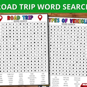 Road Trip Word Search Game, Travel Activities for Kids, Car Ride ...