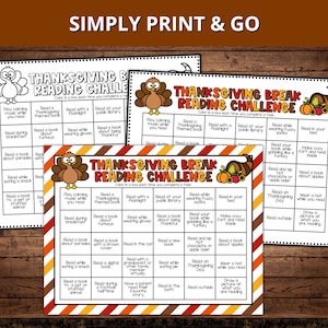 Thanksgiving Break Reading Challenge for Kids, Reading Printable ...