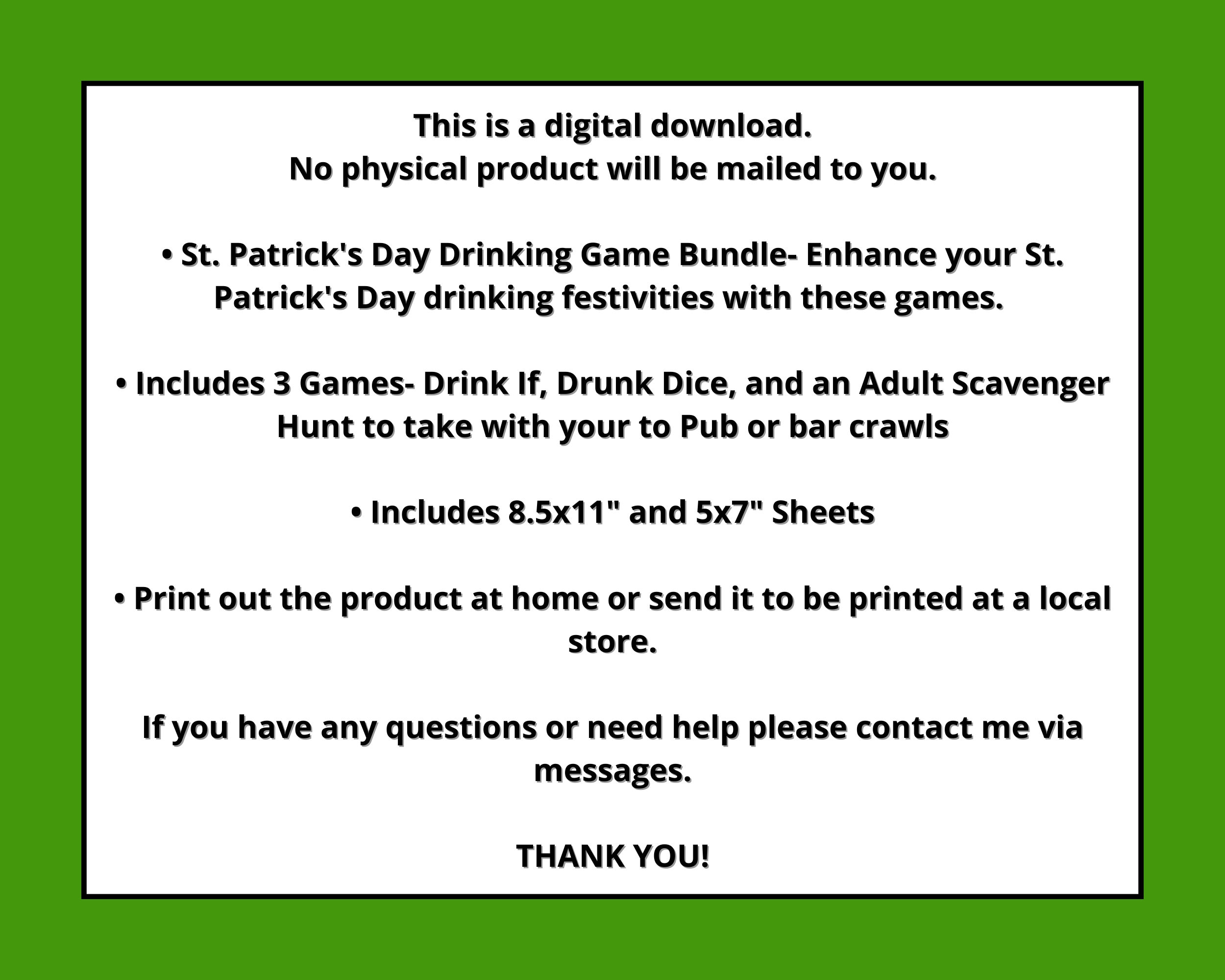 St. Patricks Day Drinking Game Bundle St. Patrick's Day - Etsy
