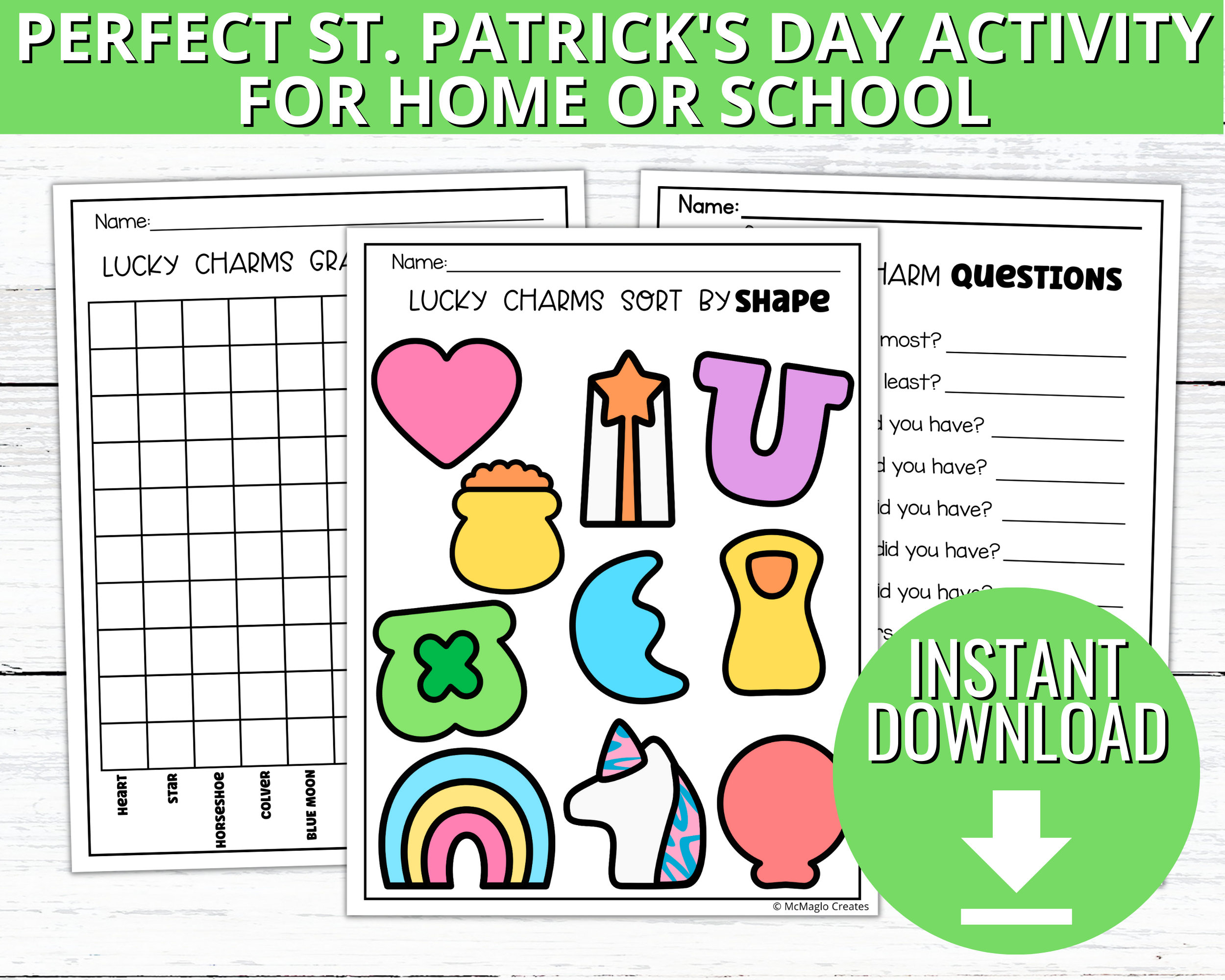 St. Patrick's Day Cereal Marshmallow Math Graphing Activity ...