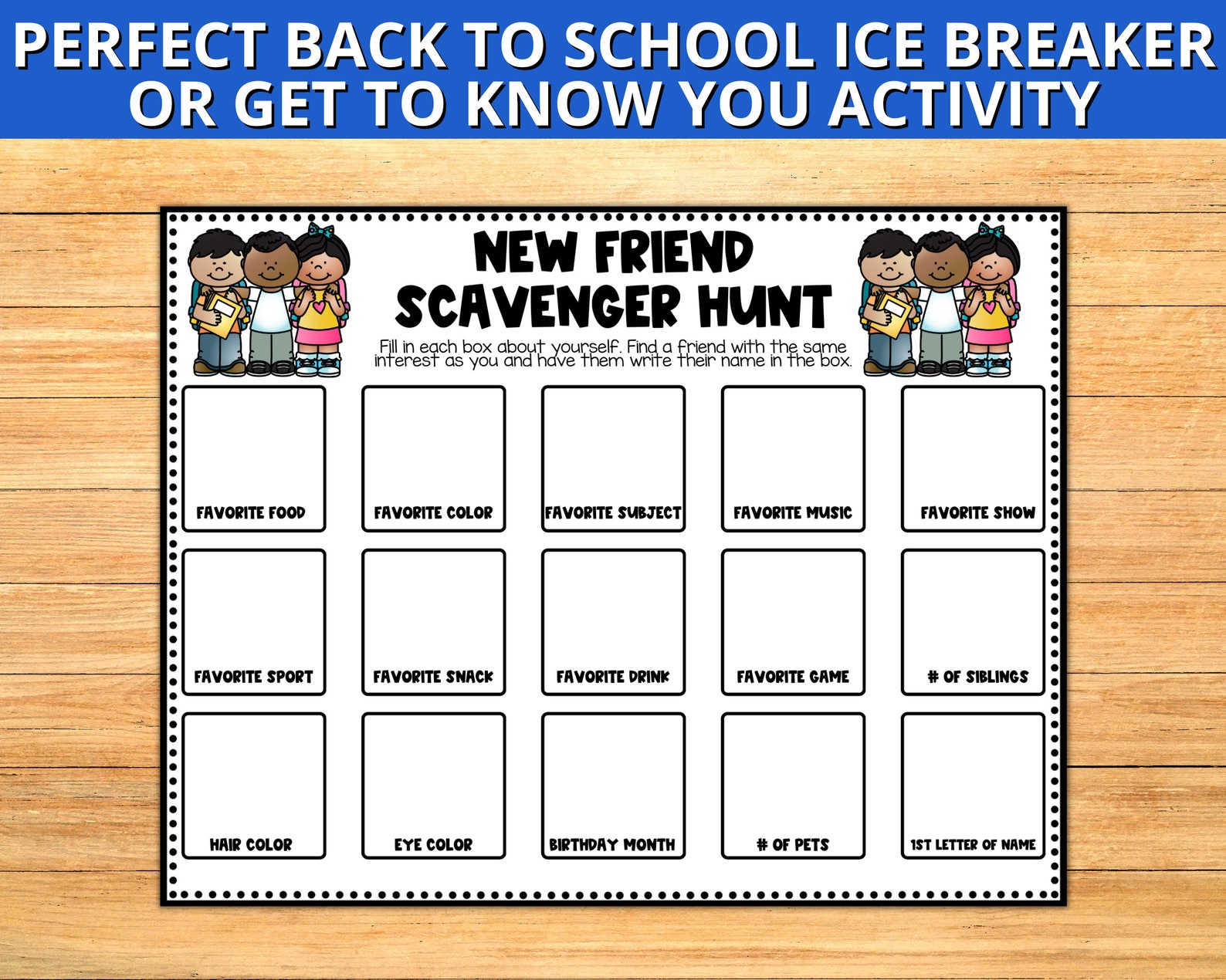 Back to School New Friend Scavenger Hunt, Find Someone Who Game ...