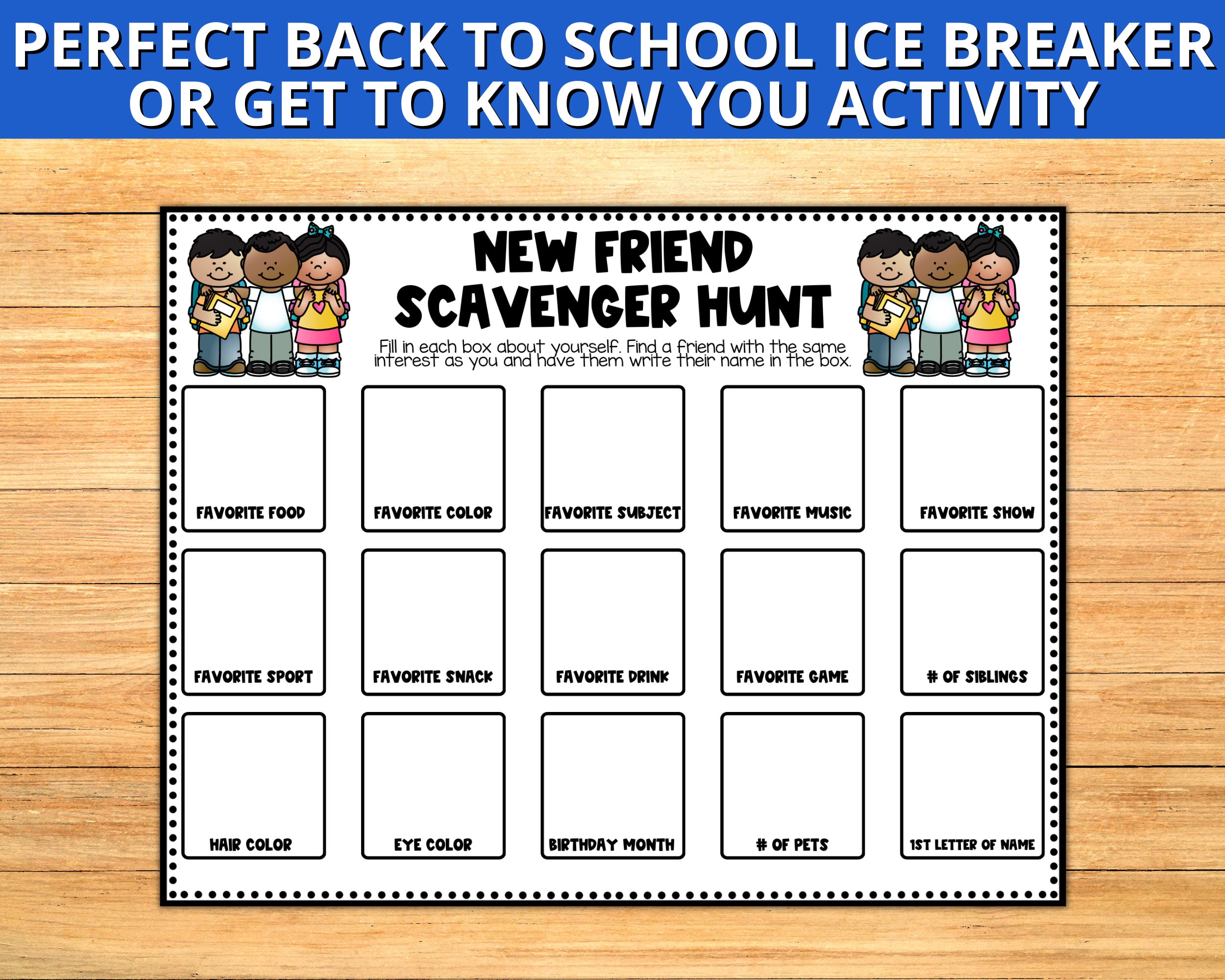 Back to School New Friend Scavenger Hunt, Find Someone Who Game ...