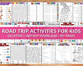 Road Trip Games, Road Trip Activity Pack, Printable Road Trip Games for ...