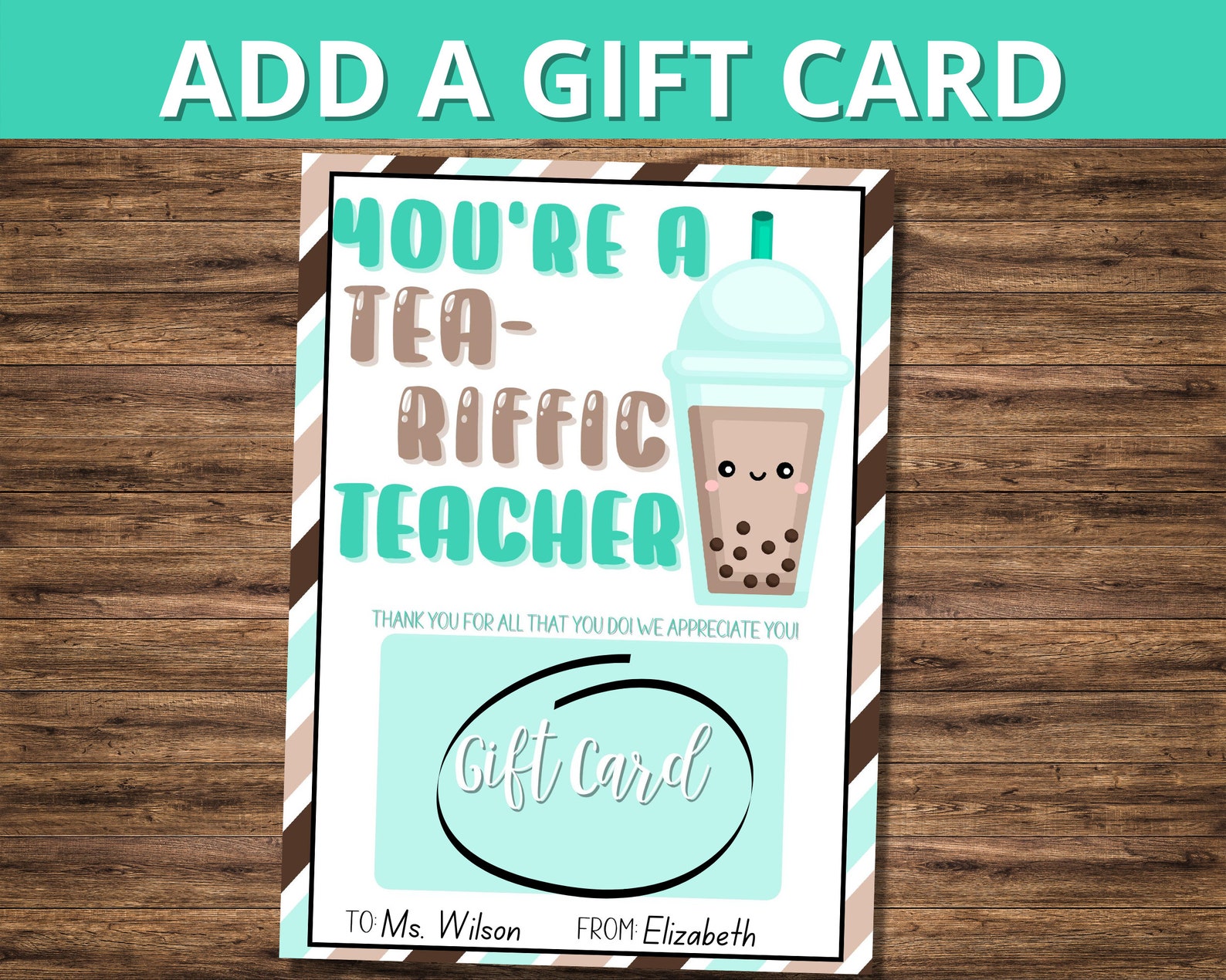 End of the School Year Gift Card Holder Printable, Tea-riffic Teacher ...