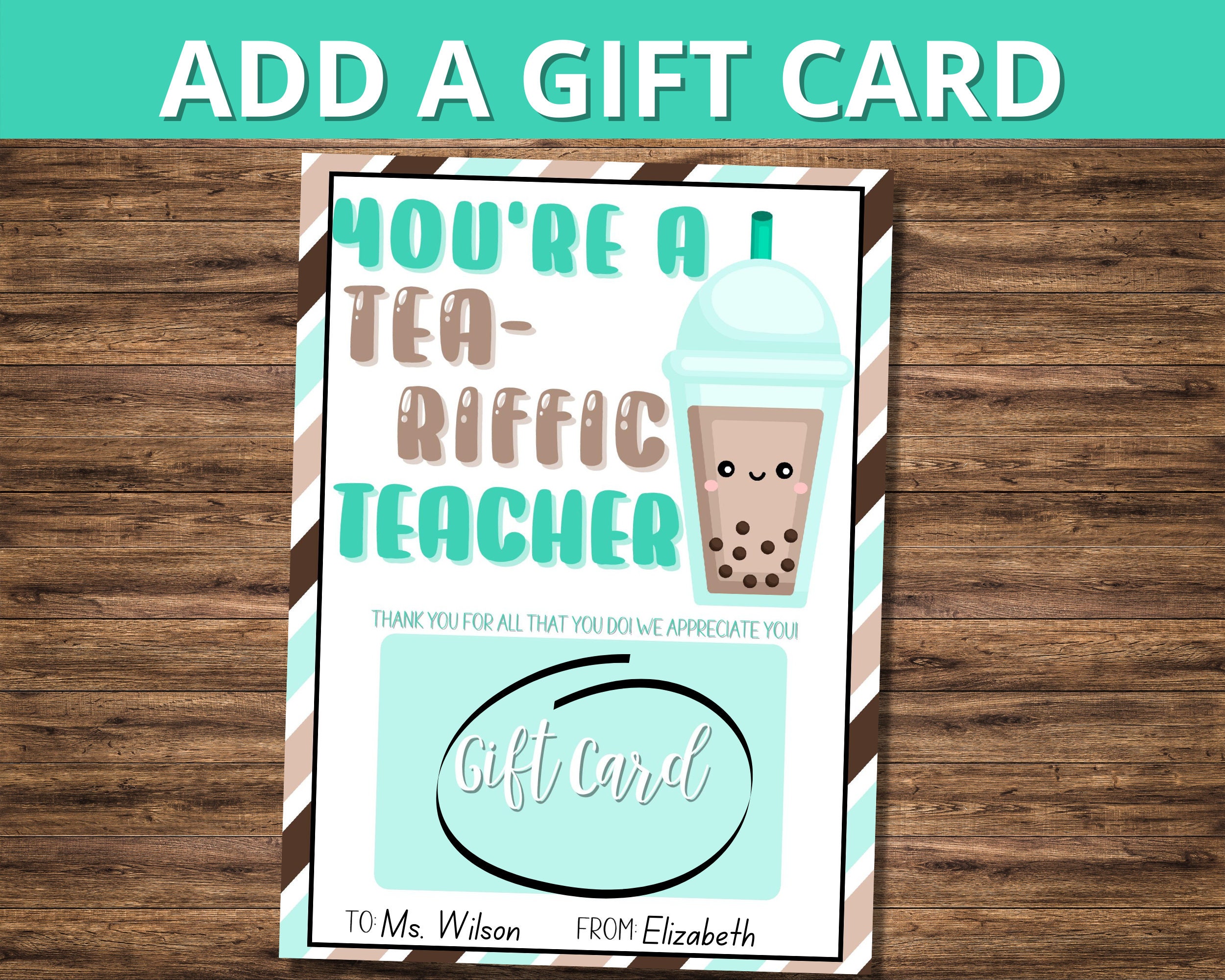 End of the School Year Gift Card Holder Printable, Tea-riffic Teacher ...