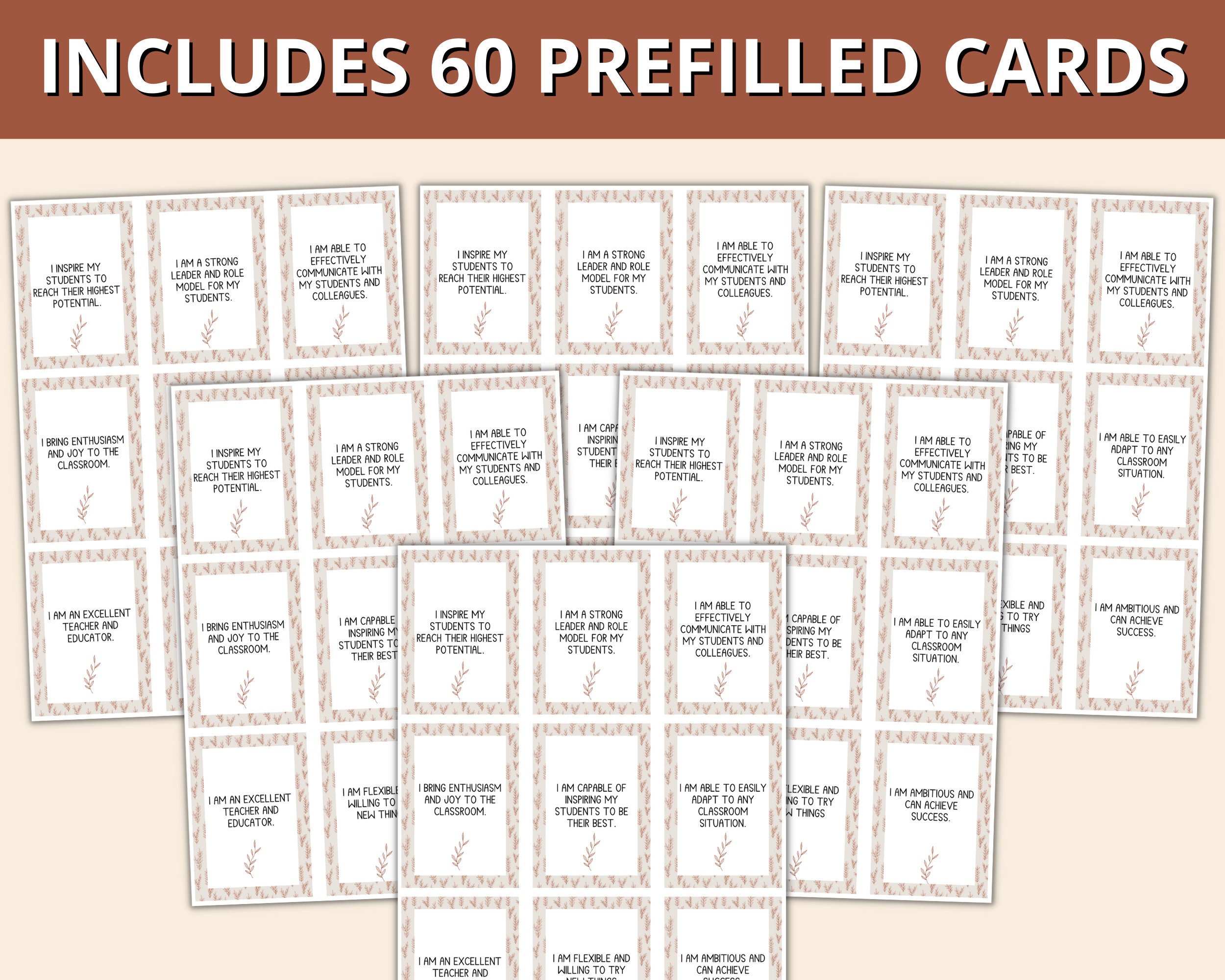 Teacher Affirmation Printable Cards Positive Affirmations for - Etsy