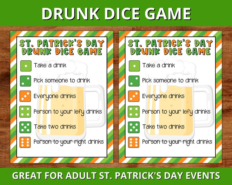 St. Patricks Day Drinking Game Bundle, St. Patrick's Day Adult ...